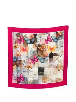 D'ANIELLO Butterfly-print Square Scarf - Neutrals