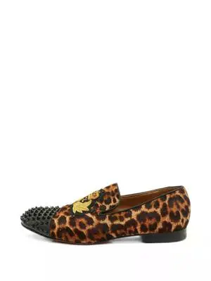 CHRISTIAN LOUBOUTIN Leopard-print Loafers - Brown