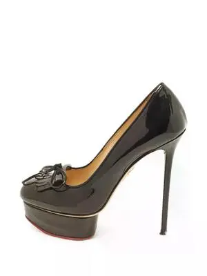 CHARLOTTE OLYMPIA Fringed Bow Platform Pumps - Black