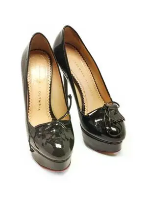 CHARLOTTE OLYMPIA Fringed Bow Platform Pumps