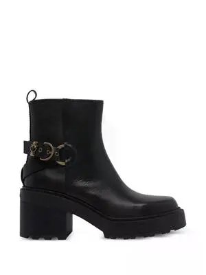 Pinko Altea Buckle-strap Leather Ankle Boots