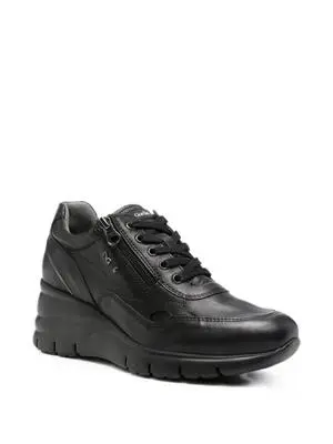 NEROGIARDINI Leather Wedge Zip-up Sneakers