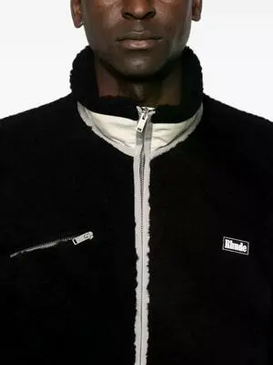 Rhude Fleece Logo Patch High Neck Jacket - Black