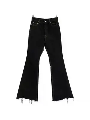 Rick Owens Bloan Contrast-stitch Raw-hem Bootcut Jeans - Black