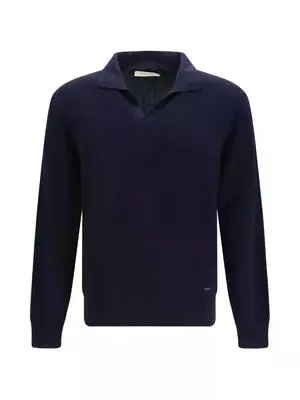 BROOKSFIELD V-neck Sweater With Herringbone Knit And Spread Collar