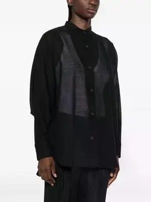 Issey Miyake Panelled Sheer Long Sleeve Shirt