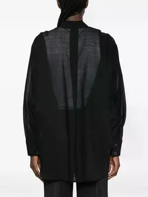 Issey Miyake Panelled Sheer Long Sleeve Shirt