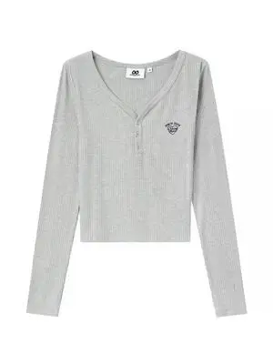 CHOCOOLATE Ribbed-knit Heart-motif T-shirt - Grey