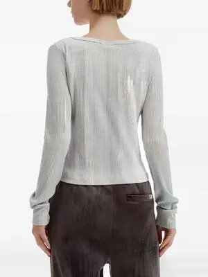 CHOCOOLATE Ribbed-knit Heart-motif T-shirt