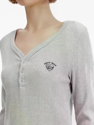 CHOCOOLATE Ribbed-knit Heart-motif T-shirt
