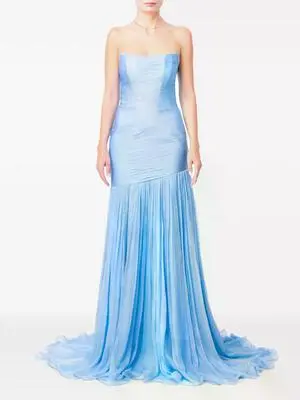 M.MARQUISE Adeline Strapless Ruched Maxi Dress - Blue