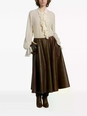 Alberta Ferretti Ruffled Silk-blend Blouse