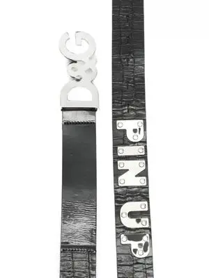 Dolce & Gabbana Logo Buckle Croc-effect Belt