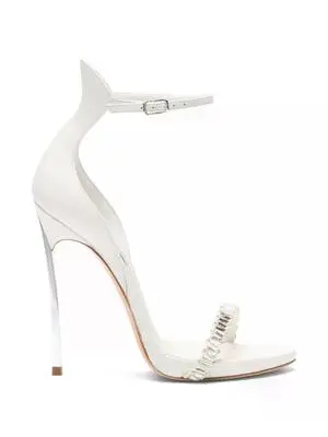 Casadei Blade Stiletto Sandals With Rhinestones - White