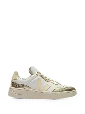 VEJA V-90 Metallic Paneled Sneakers - White