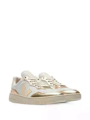 VEJA V-90 Metallic Paneled Sneakers - White