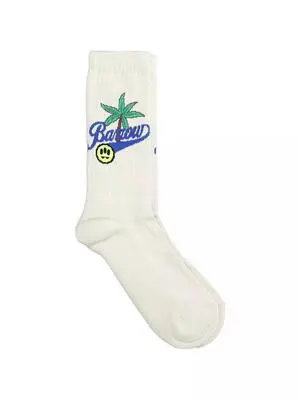 BARROW Logo-intarsia Socks - Neutrals