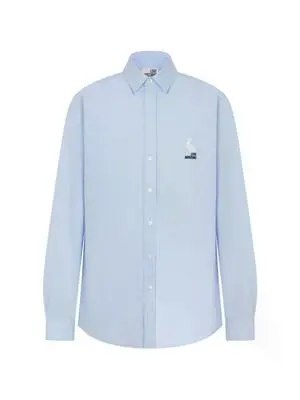 Moschino Embroidered Cotton Poplin Shirt - Blue
