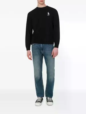 Moschino Embroidered Rabbit Motif Crew Neck Sweater - Black