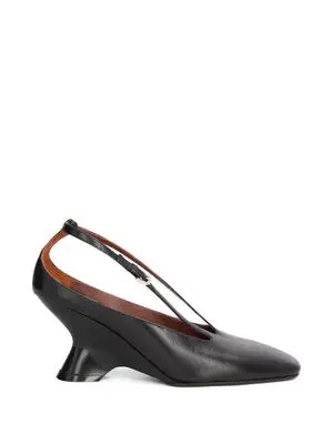 Dries Van Noten Leather Square Toe Wedge Pumps