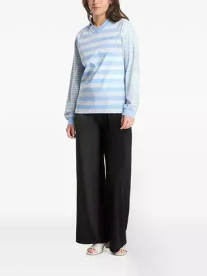 SAMSOE SAMSOE Saella Ls Striped Raglan-sleeve Polo - Blue