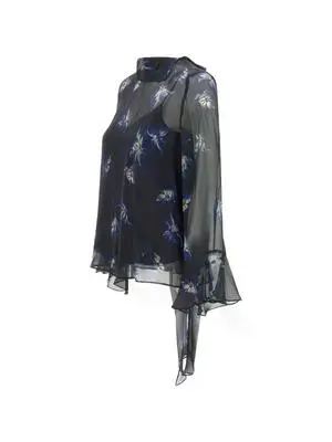 Max Mara Floral Print Silk Blouse
