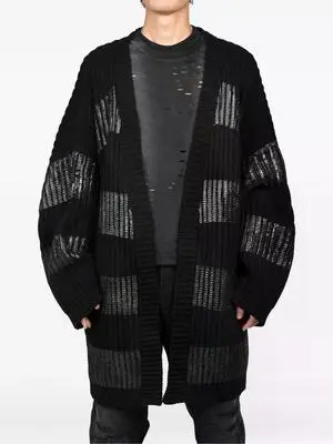 FILTH Waxed Stripe Ribbed Knit Cardigan