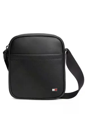 Tommy Hilfiger Perforated-detail Logo-plaque Messenger Bag - Black