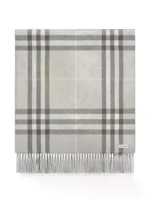 Burberry Reversible Etched Knight Cashmere Scarf - Grey