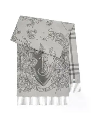 Burberry Reversible Etched Knight Cashmere Scarf