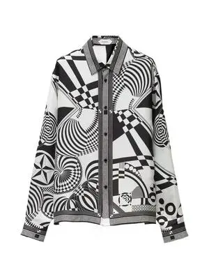 Versace Printed Silk Twill Regular Shirt - White
