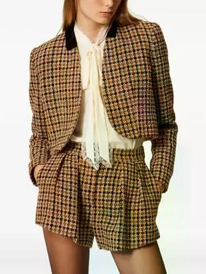 TWINSET Bouclé Check Spencer Jacket - Brown