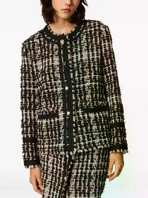 TWINSET Bouclé Jacket With Jewel Buttons