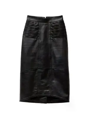 Versace Nappa Leather Midi Skirt With Pleated Detail