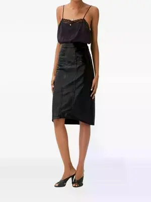 Versace Nappa Leather Midi Skirt With Pleated Detail