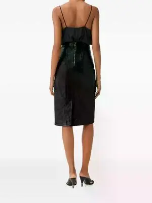 Versace Nappa Leather Midi Skirt With Pleated Detail