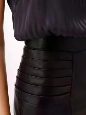 Versace Nappa Leather Midi Skirt With Pleated Detail