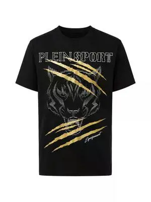 PLEIN SPORT Tiger-print Logo-print T-shirt - Black