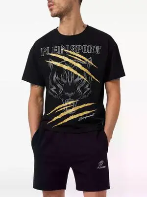 PLEIN SPORT Tiger-print Logo-print T-shirt
