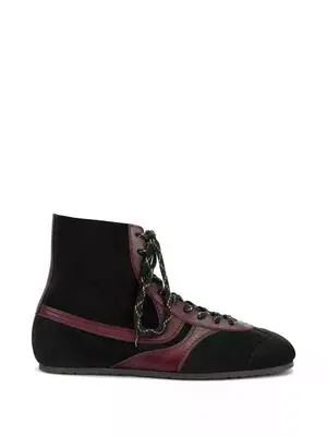 Dries Van Noten Suede High Top Sneakers With Leather Panels