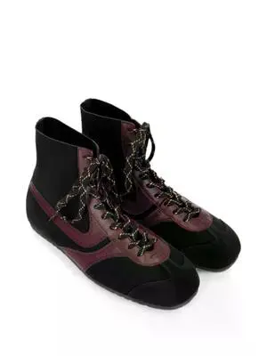 Dries Van Noten Suede High Top Sneakers With Leather Panels