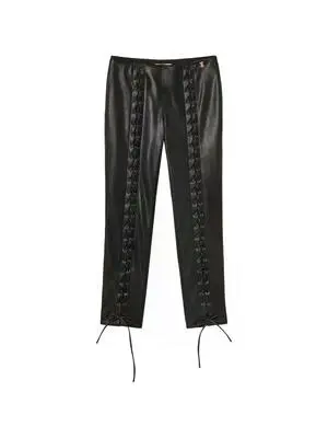 TWINSET Faux Leather Trousers With Ties