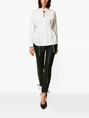 TWINSET Faux Leather Trousers With Ties