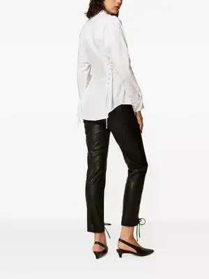 TWINSET Faux Leather Trousers With Ties