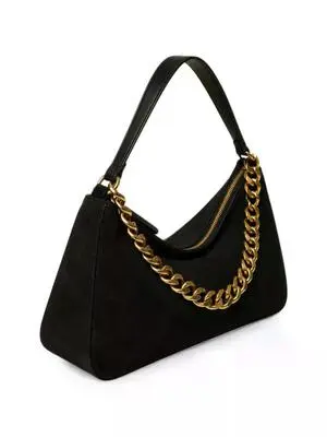 TWINSET Liliane Medium Suede Bag - Black