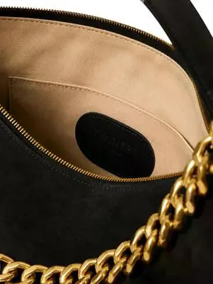 TWINSET Liliane Medium Suede Bag - Black