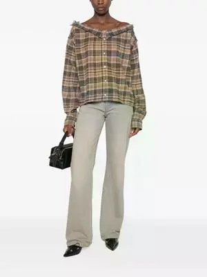 R13 Plaid Off-the-shoulder Shirt
