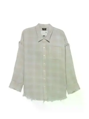 R13 Long Sleeve Plaid Shirt With Distressed Detailing