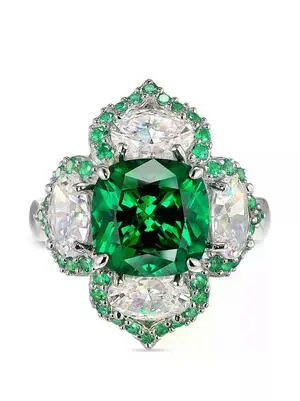 ANABELA CHAN Lotus Emerald Ring - Silver
