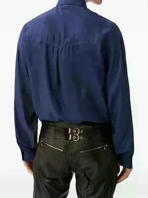 Versace Eembroidered-detail Silk-poplin Shirt
